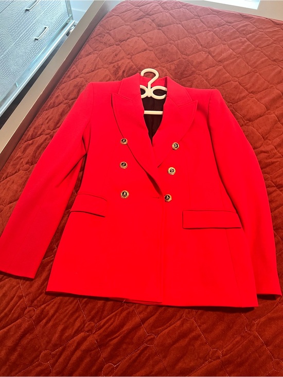 Zara | Jackets & Coats | Zara Bright Red Doublebreasted Blazer With ...
